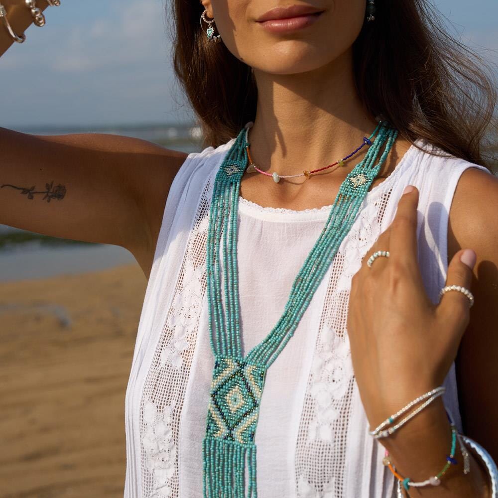 Traditional Balinese Beaded Necklace in Turquoise – Annie Haak