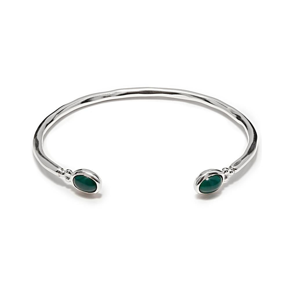 NU & MII Jade Oval Silver Bangle
