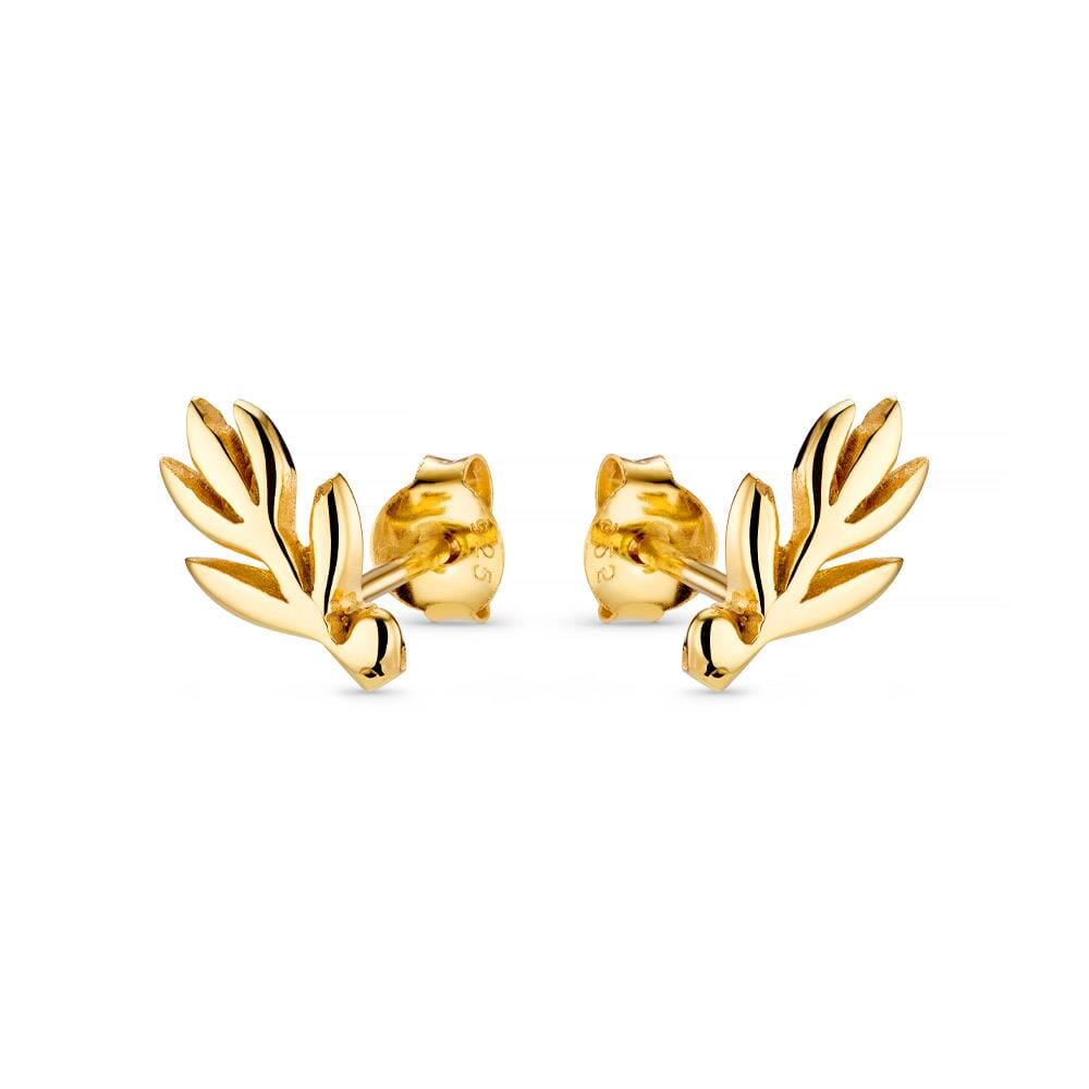 Olive Leaf Gold Plated Stud Earrings