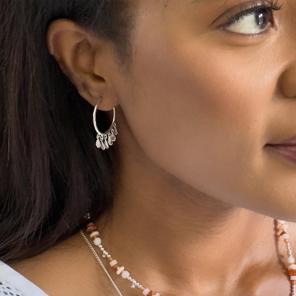 Teardrop Silver Hoop Earrings - Annie Haak