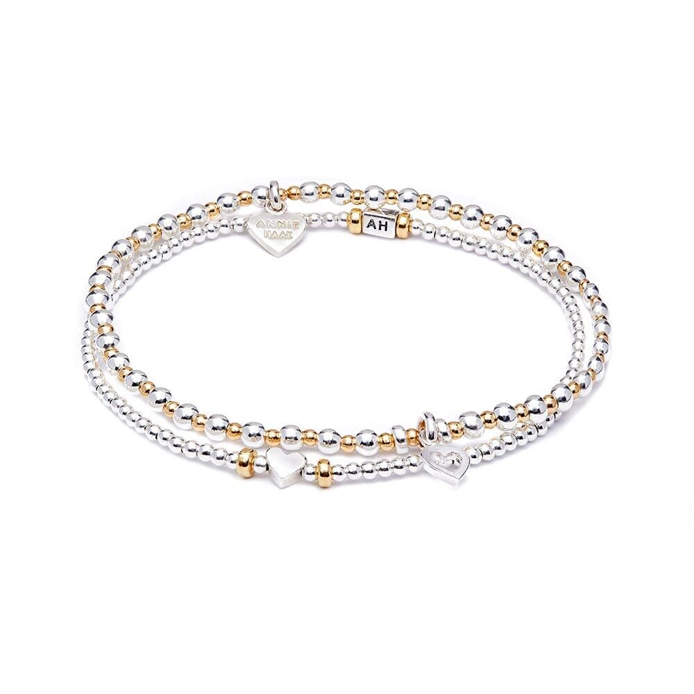 Love Gold Bracelet Stack featuring Heart Charms