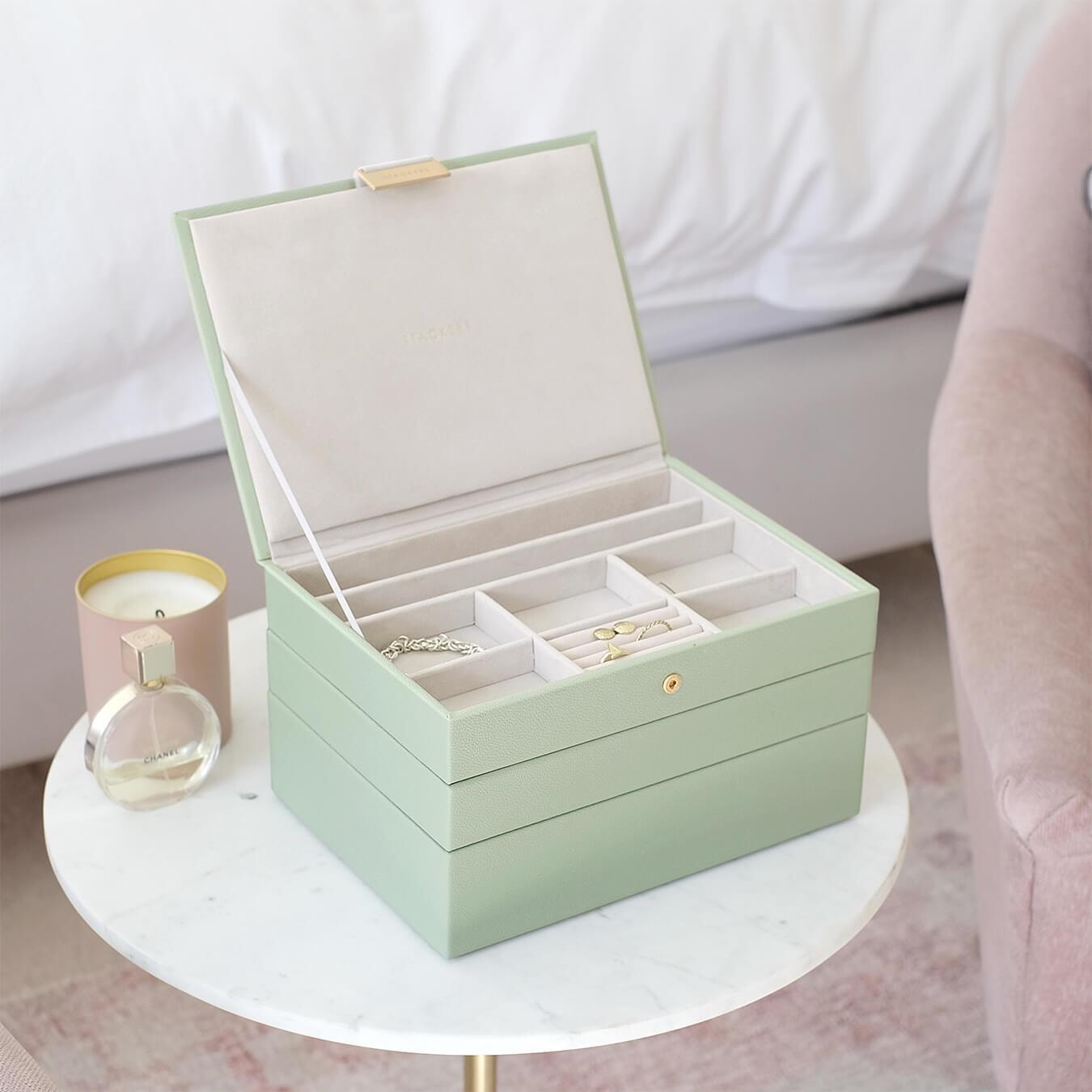 Stackers Sage Green Classic Set of 3 Jewellery Box