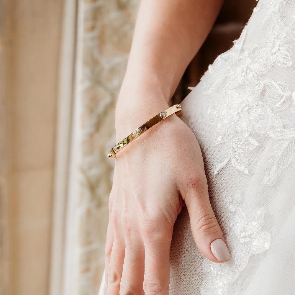Allure Crystal Gold Plated Bangle – Annie Haak