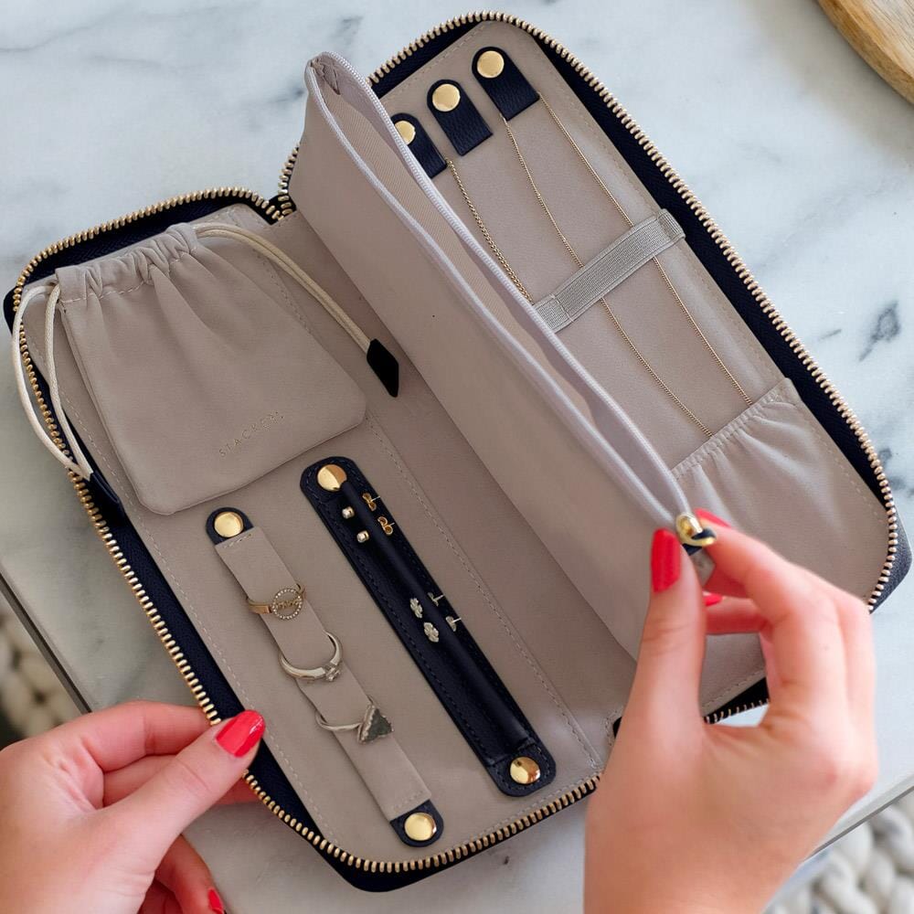 Stackers Navy Blue Jewellery Roll