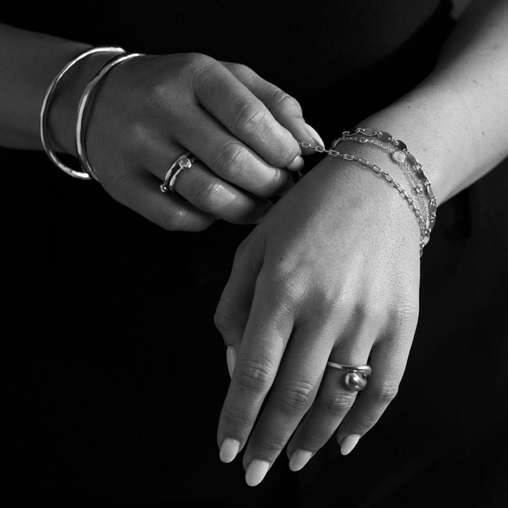 Liv Bentley Oval Disc Chain Silver Bracelet