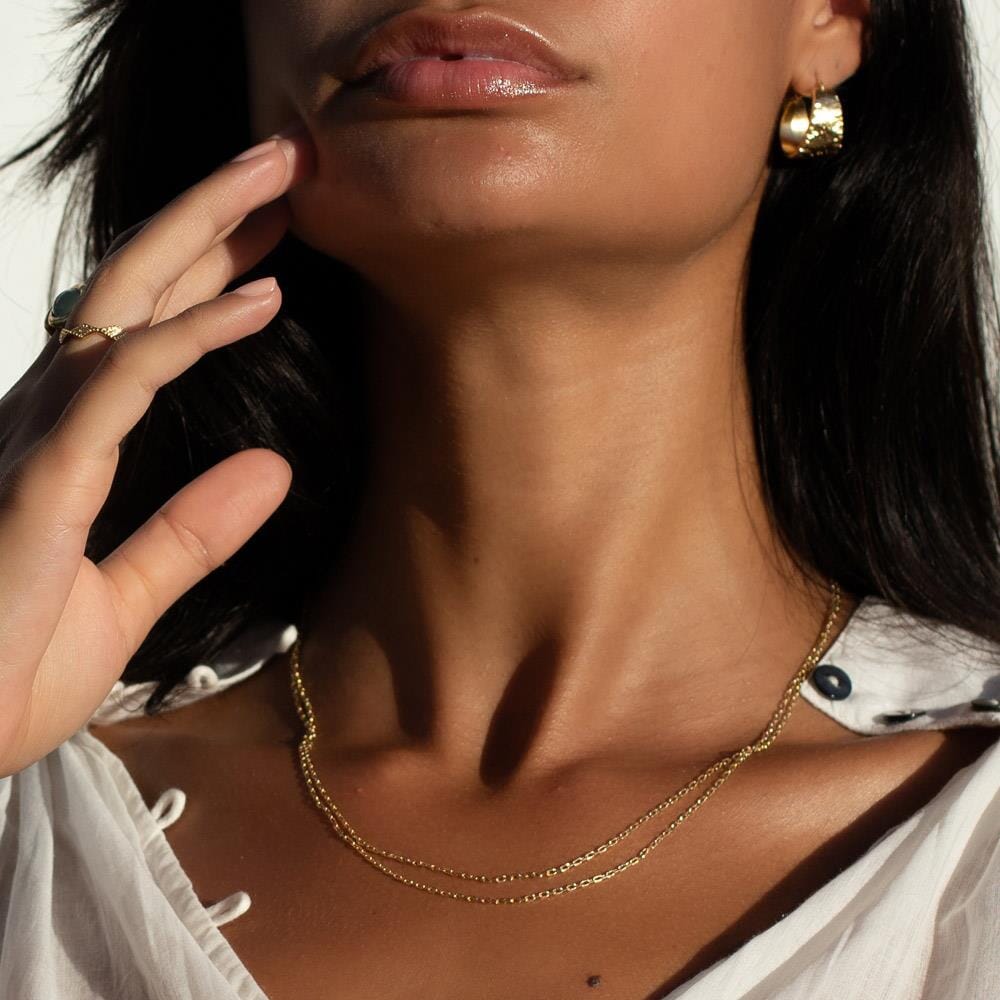 Sicily Double Chain Gold Plated Necklace - NU & MII