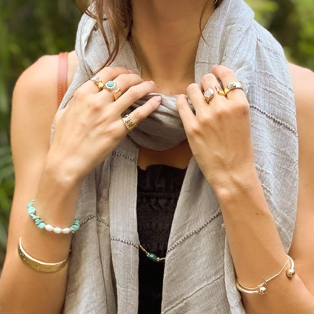 Clara Band Turquoise Gold Plated Ring