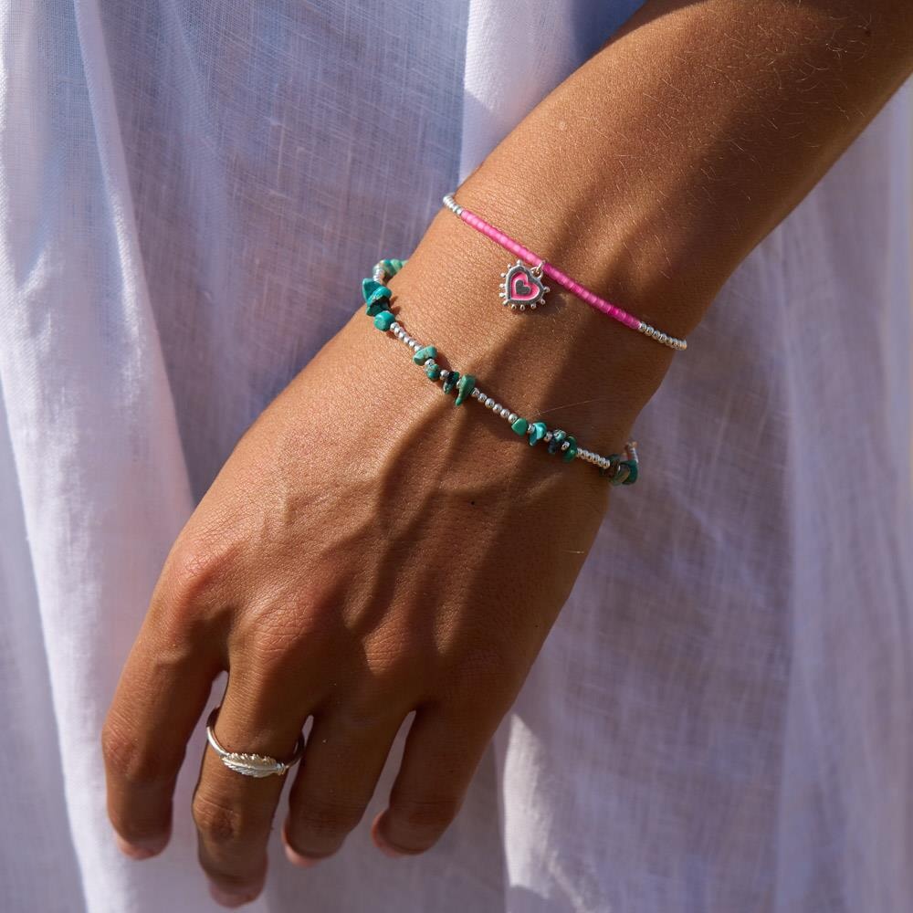 Enamel Heart Silver Friendship Bracelet – Annie Haak