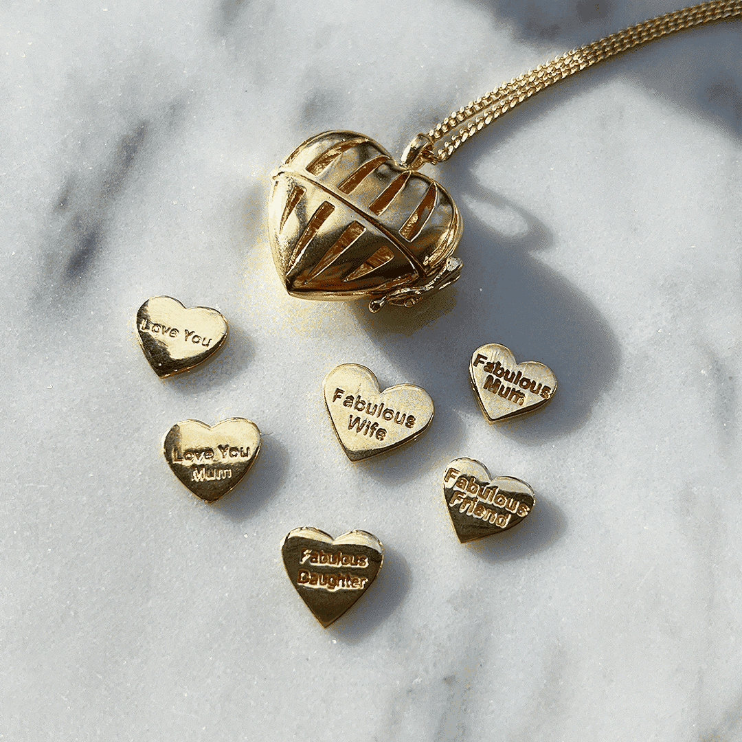 Heart Locket Motto - Gold Plated
