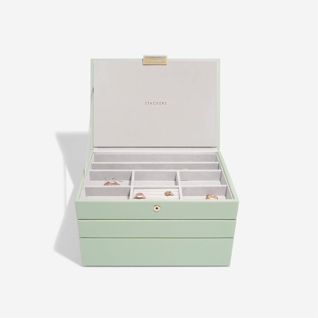 Stackers Sage Green Classic Set of 3 Jewellery Box