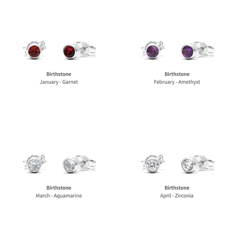 Silver Zodiac Stud Earrings with a choice of Birthstone – Annie Haak