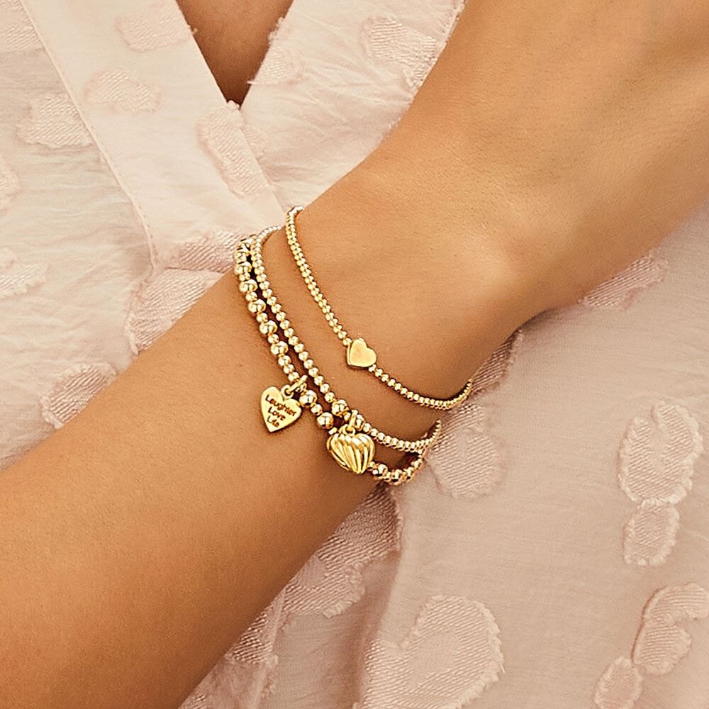Mini Orchid Gold Charm Bracelet with engraved Motto Heart
