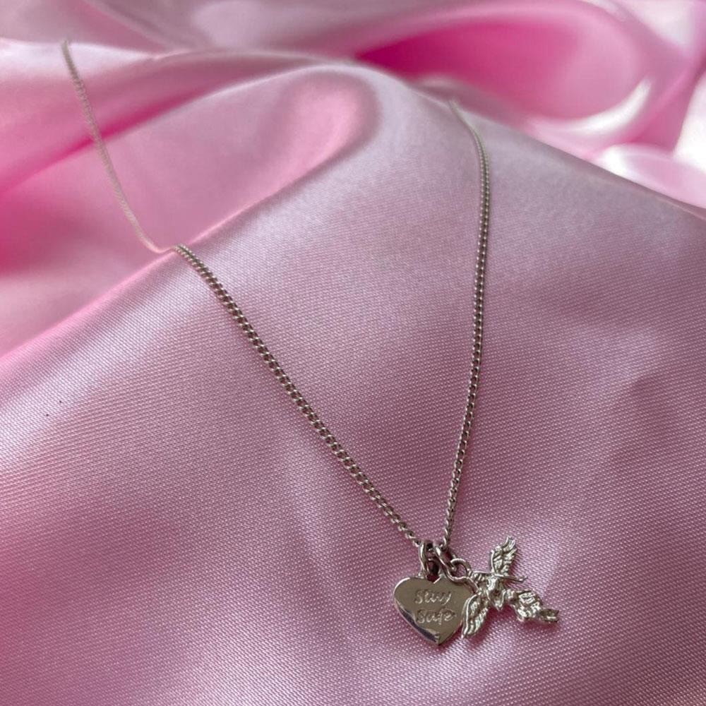 Stay Safe My Guardian Angel Silver Necklace