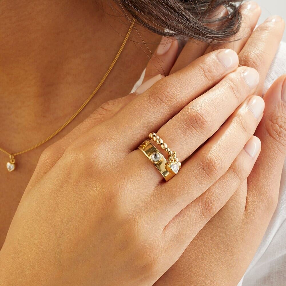 Mini Charm Gold Plated Ring with Heart