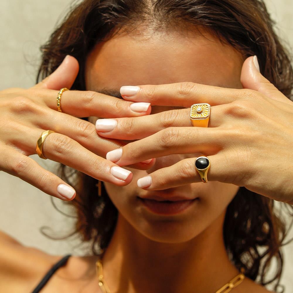 Gold Plated Bright Crystal Ring - Nu & Mii