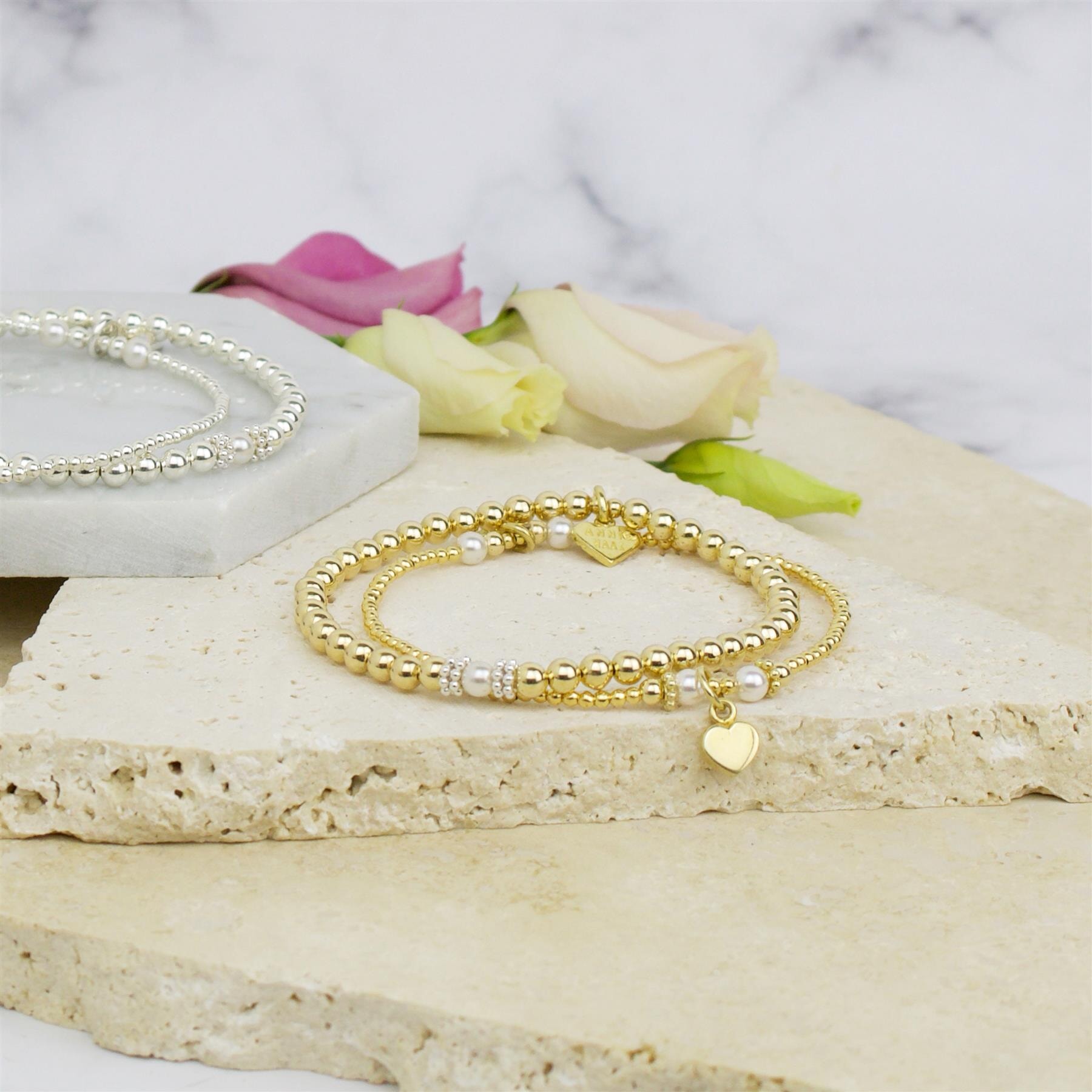 Pearly Gold Plated Bracelet Stack featuring bestselling bracelets