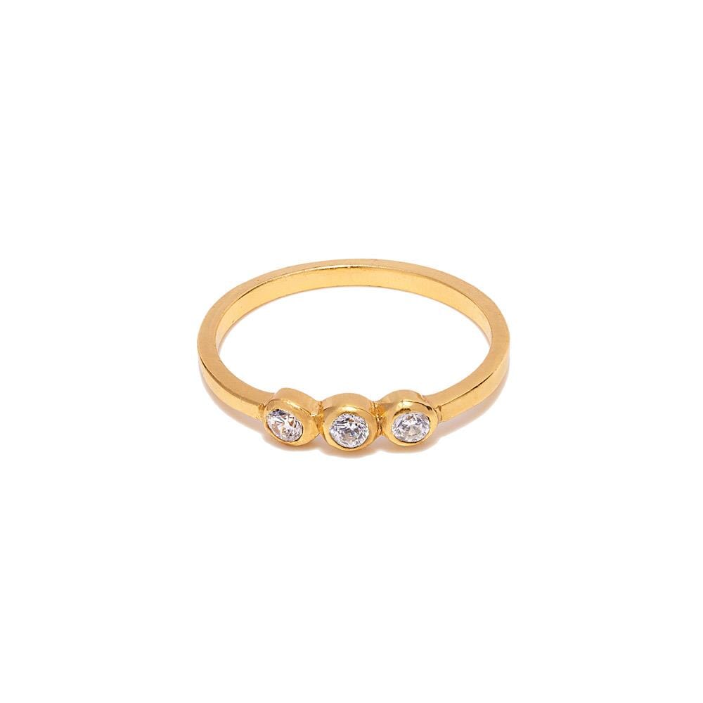 Gold Plated Vida Ring featuring three Zirconia Crystals - Nu & Mii