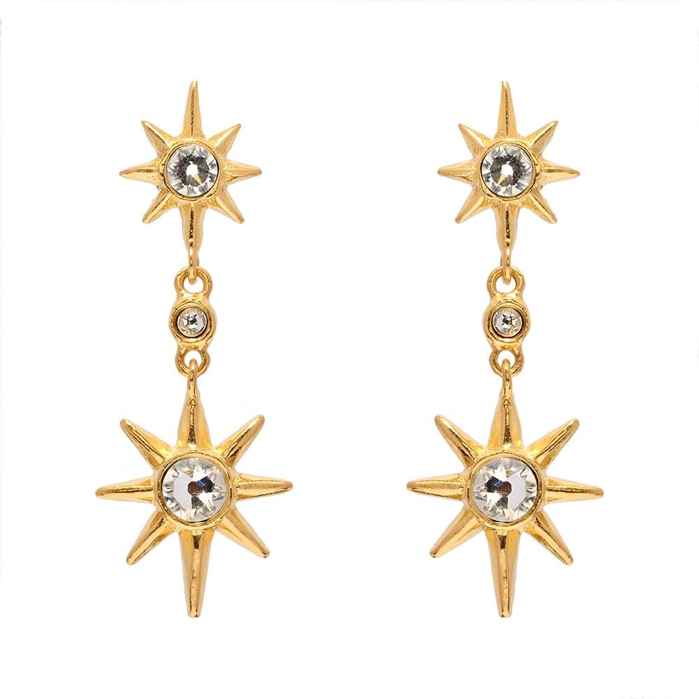 Gold Plated Falling Star long Earrings - Annie Haak